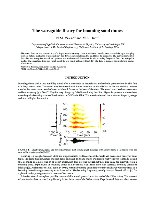 (PDF) The waveguide theory for booming sand dunes