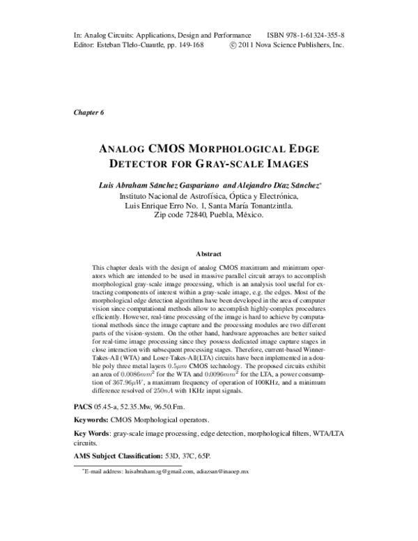 (PDF) Analog Cmos Morphological Edge Detector for Gray-Scale Images