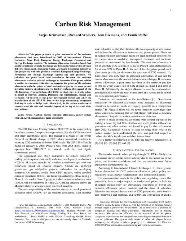 (PDF) Carbon Risk Management