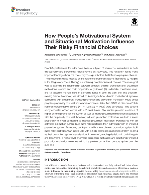 (PDF) How People's Motivational System and Situational Motivation ...