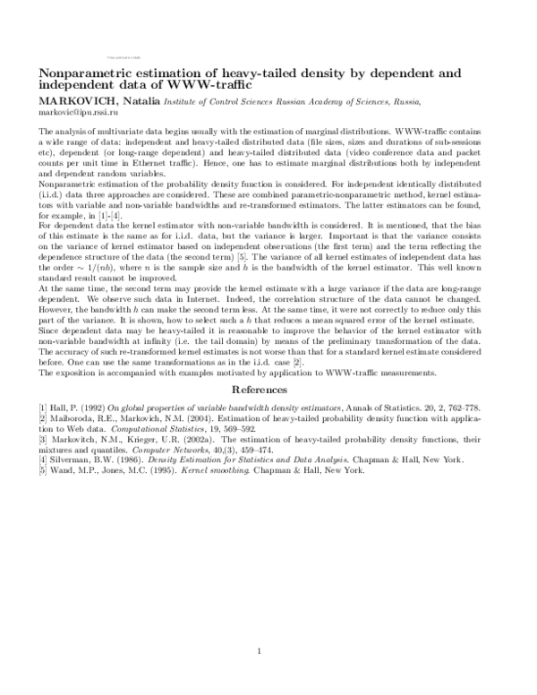 (PDF) Nonparametric Estimation of Heavy-Tailed Density by the Discrepancy Method