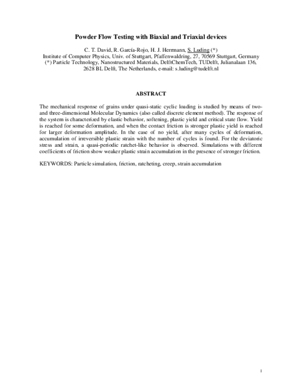 (PDF) Powder Flow Testing with Biaxial and Triaxial devices