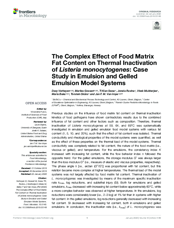 (PDF) The Complex Effect of Food Matrix Fat Content on Thermal ...