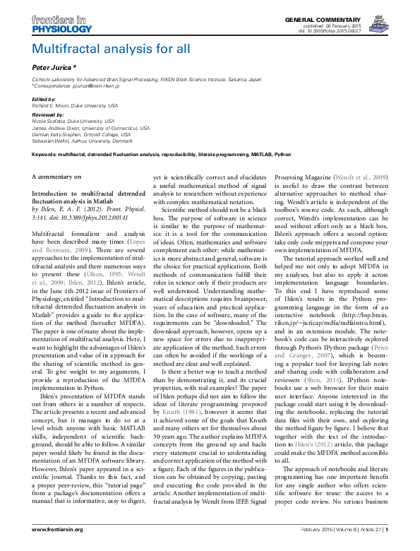 (PDF) Multifractal analysis for all | Peter Jurica - Academia.edu