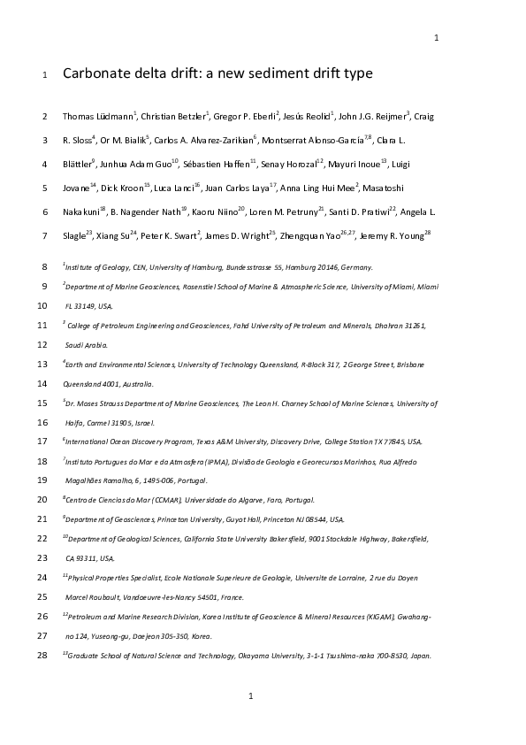 (PDF) Carbonate delta drift: A new sediment drift type