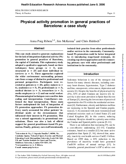 (PDF) Physical activity promotion in general practice