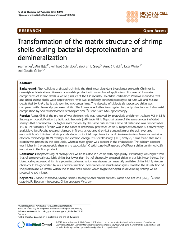 (PDF) Transformation of the matrix structure of shrimp shells during ...