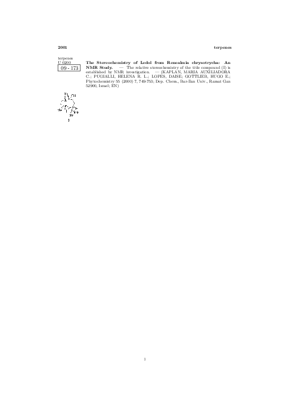 (PDF) ChemInform Abstract: The Stereochemistry of Ledol from Renealmia ...