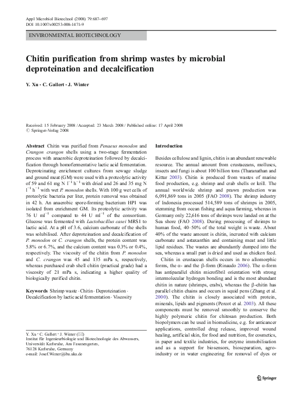 (PDF) Chitin purification from shrimp wastes by microbial ...