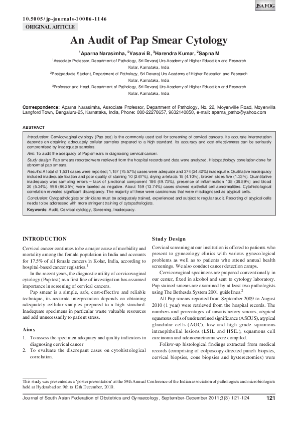 (PDF) An Audit of Pap Smear Cytology