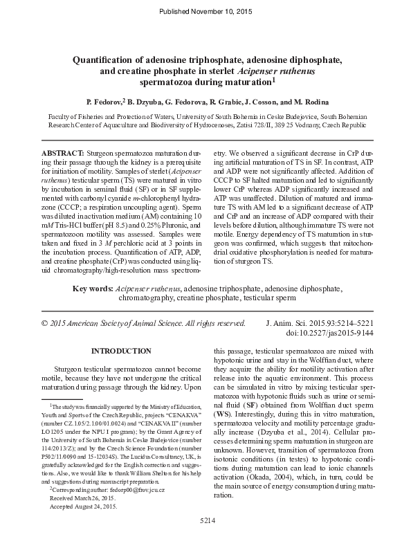 Pdf Quantification Of Adenosine Triphosphate Adenosine Diphosphate And Creatine Phosphate In