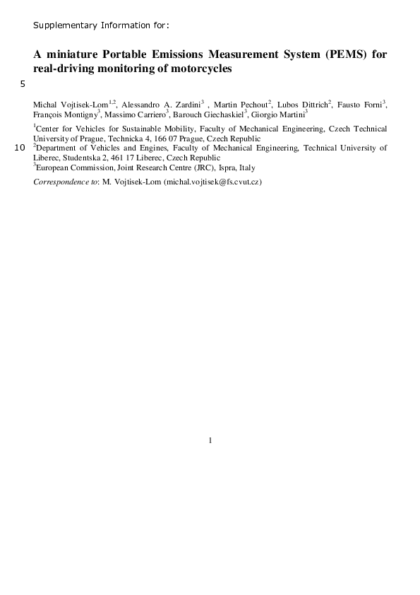 (PDF) Supplementary material to "A miniature Portable Emissions ...