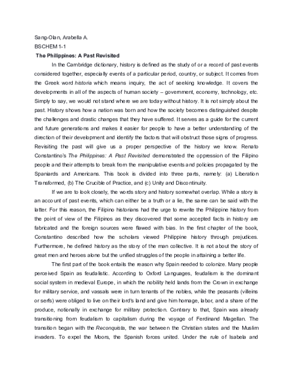 (DOC) The Philippines: A Past Revisited