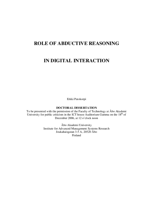 (PDF) Role of Abductive Reasoning in Digital Interaction