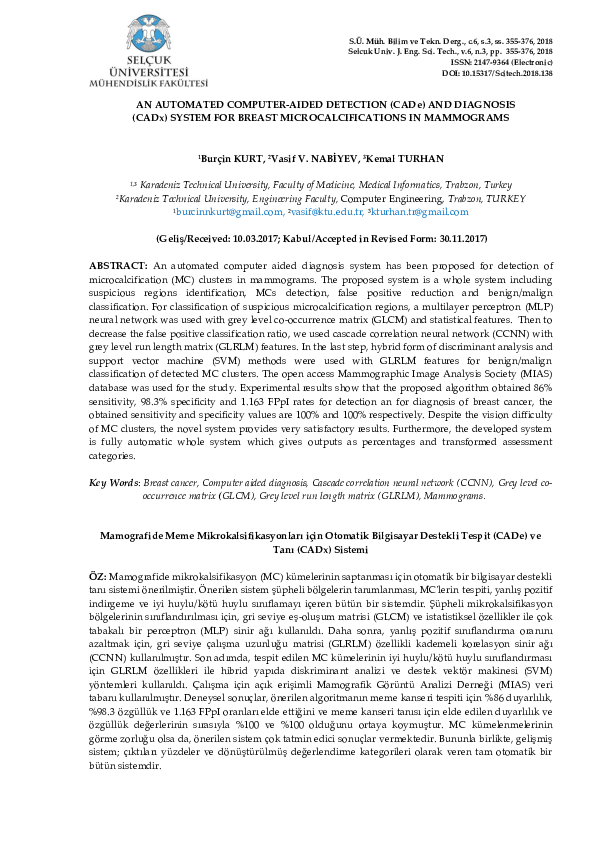 Pdf An Automated Computer Aided Detection Cade And Diagnosis Cadx System For Breast
