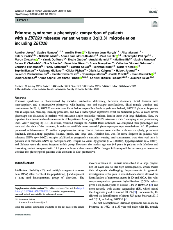 (PDF) Primrose syndrome: Characterization of the phenotype in 42 ...