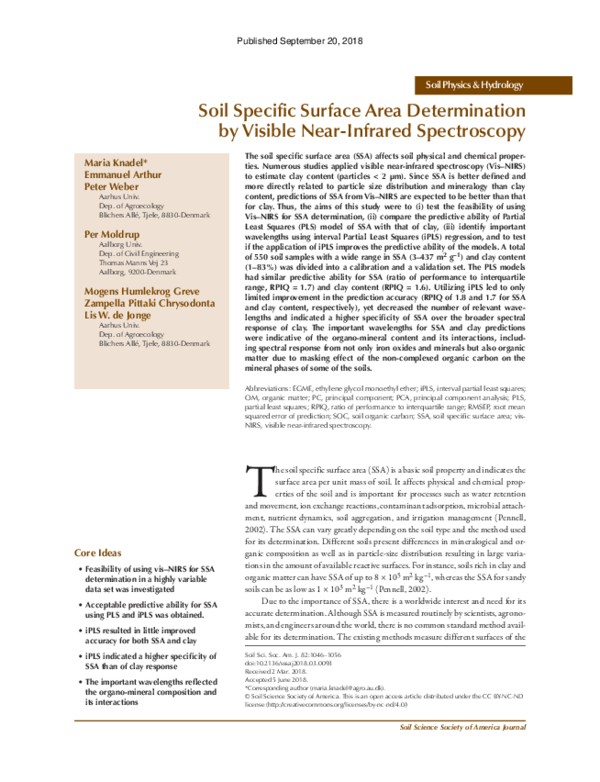 (PDF) Soil Specific Surface Area Determination by Visible Near-Infrared ...
