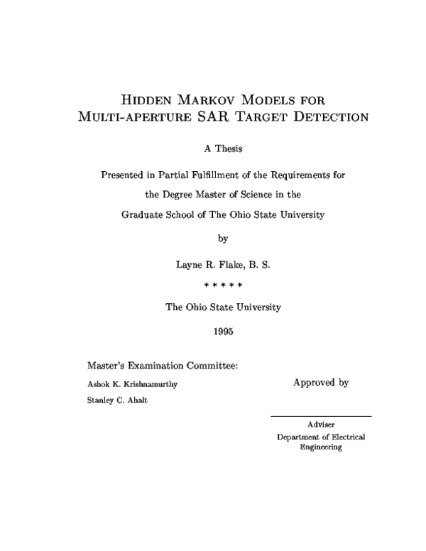 (PDF) Hidden Markov Models for Multi-aperture SAR Target Detection