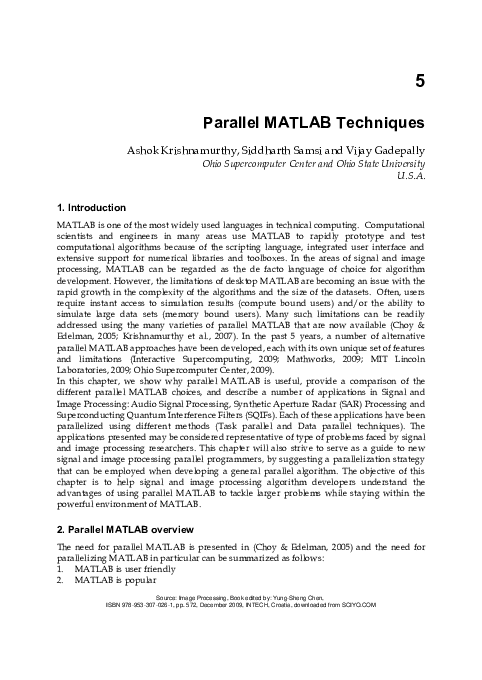 (PDF) Parallel MATLAB Techniques