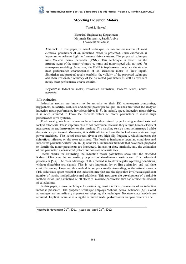(PDF) Modeling Induction Motors