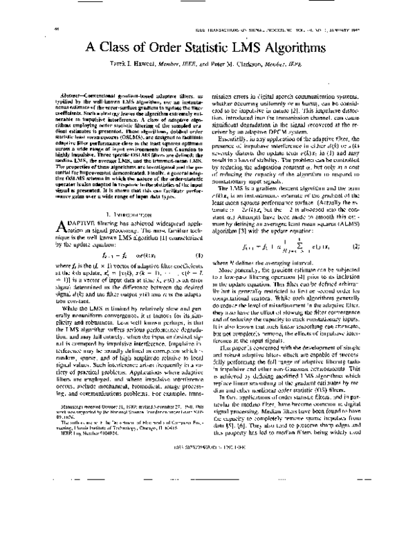 (PDF) A class of order statistic LMS algorithms