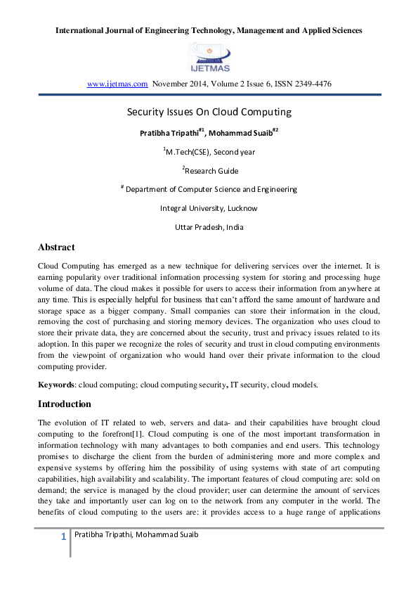 (PDF) Security Issues On Cloud Computing