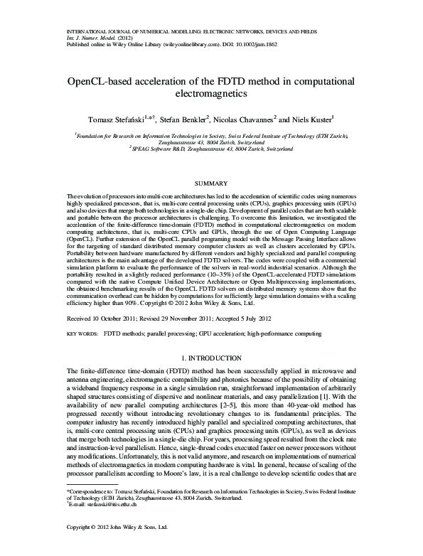 (PDF) OpenCL-based acceleration of the FDTD method in computational ...