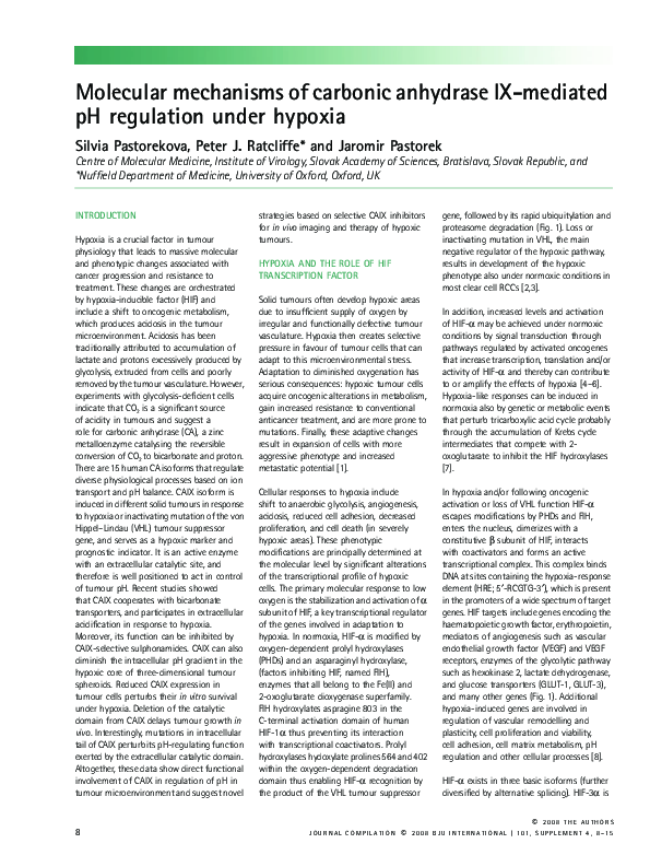 (PDF) Molecular mechanisms of carbonic anhydrase IX-mediated pH ...