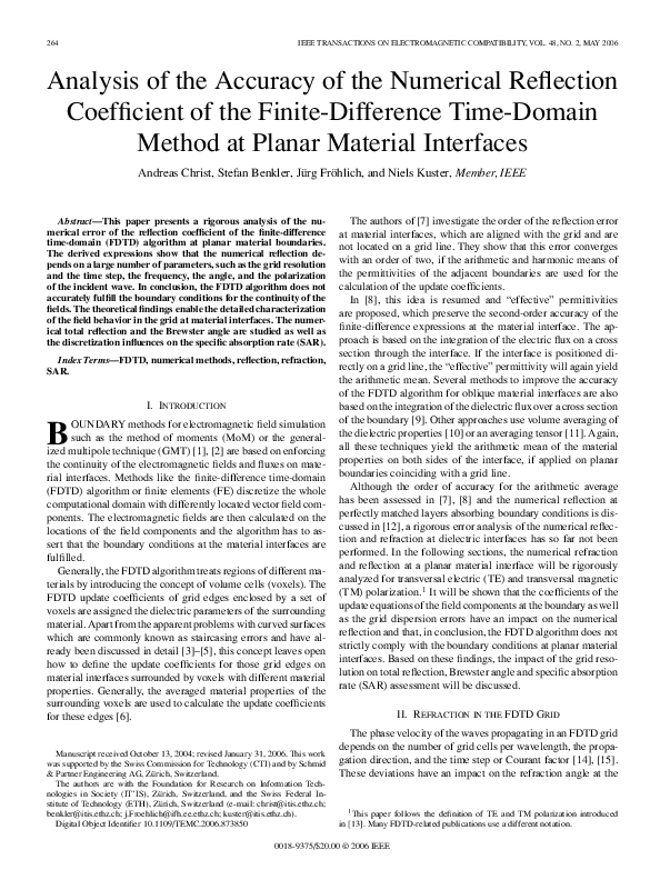 (PDF) Analysis of the Accuracy of the Numerical Reflection Coefficient of the Finite-Difference ...