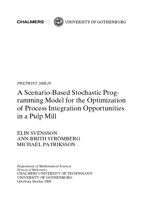 (PDF) A scenario-based stochastic programming model for the optimization of process integration ...
