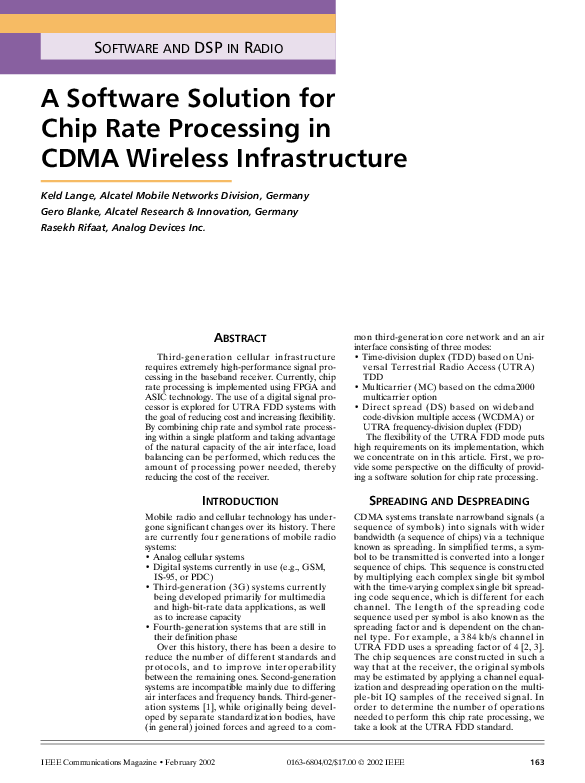 (PDF) A software solution for chip rate processing in CDMA wireless ...