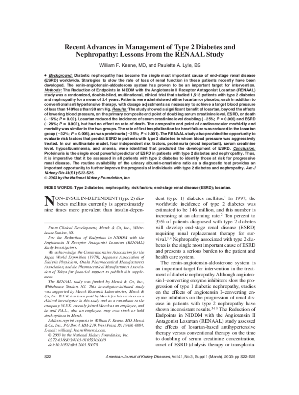 (PDF) Recent advances in management of type 2 diabetes and nephropathy ...