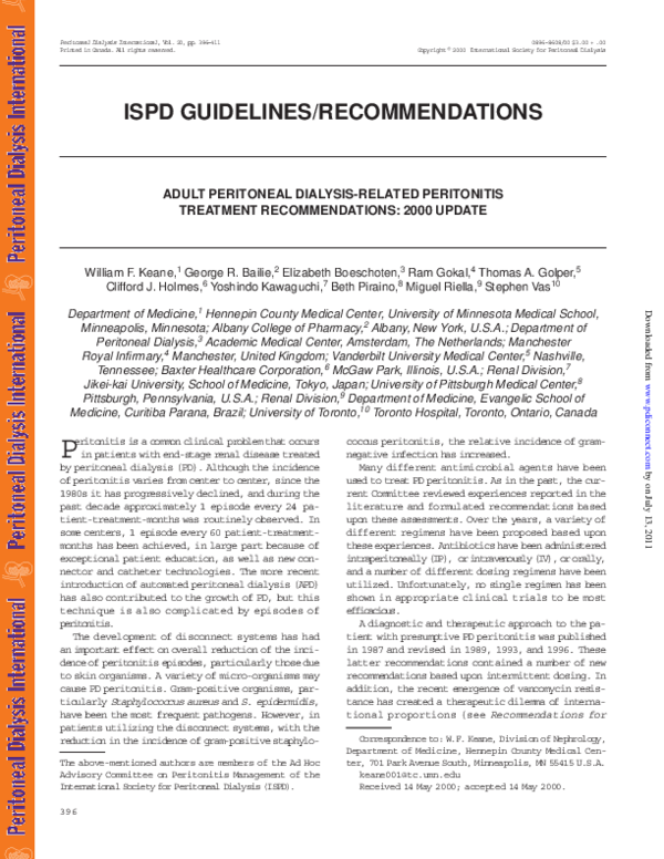 (PDF) ISPD guidelines/recommendations. Adult peritoneal dialysis ...