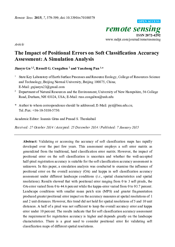 Pdf The Impact Of Positional Errors On Soft Classification Accuracy