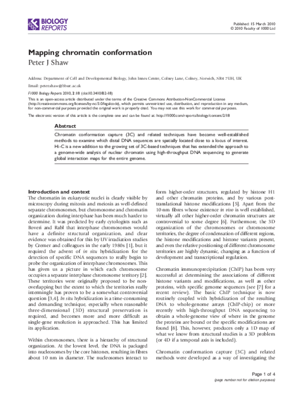 (PDF) Mapping chromatin conformation