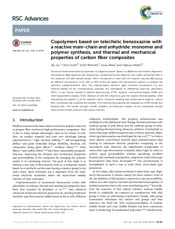 (PDF) Copolymers based on telechelic benzoxazine with a reactive main ...