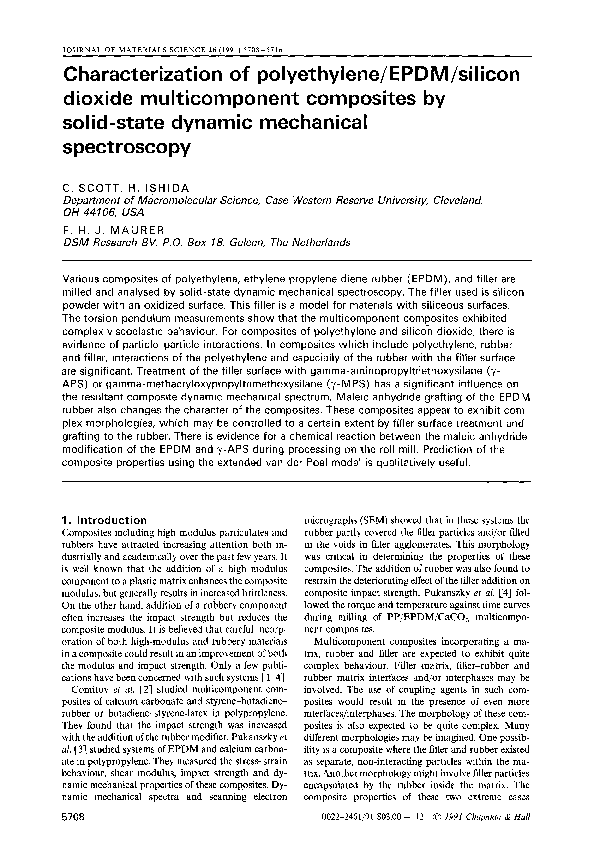 (PDF) Melt State Dynamic Mechanical Properties of Polyethylene/EPDM ...