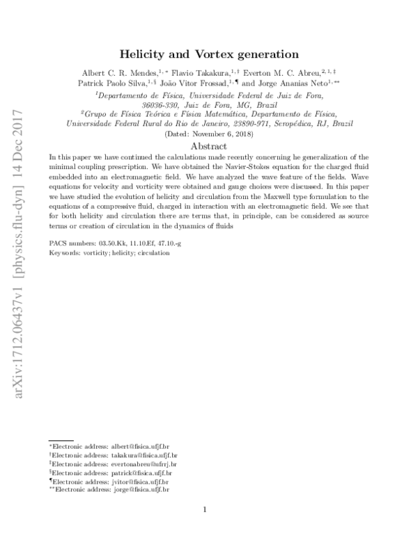 (PDF) Helicity and vortex generation