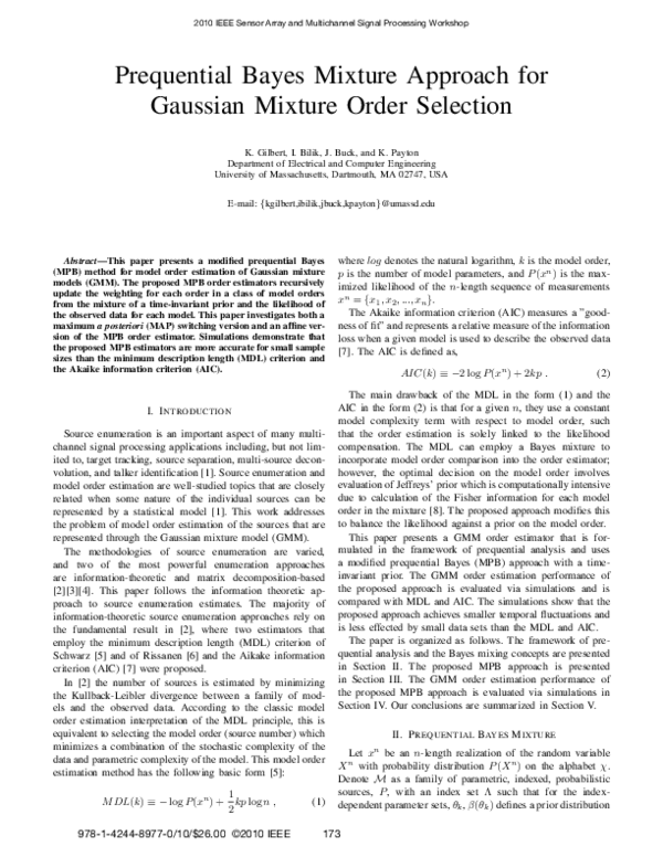 Pdf Prequential Bayes Mixture Approach For Gaussian Mixture Order