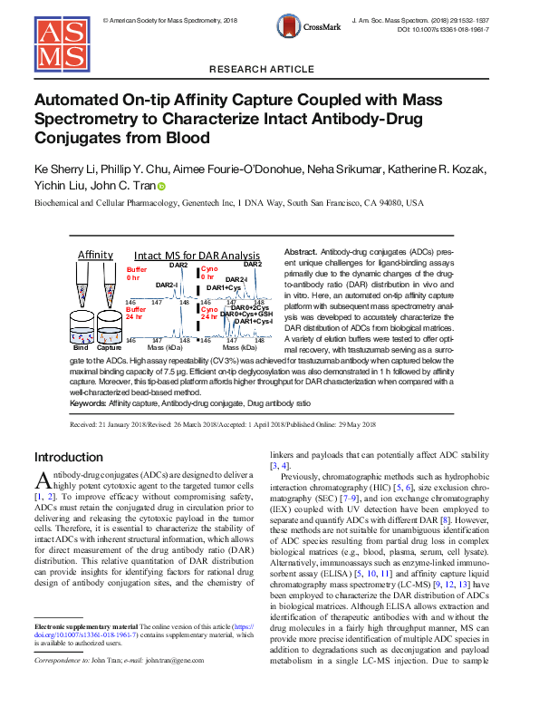 (PDF) Automated On-tip Affinity Capture Coupled with Mass Spectrometry ...