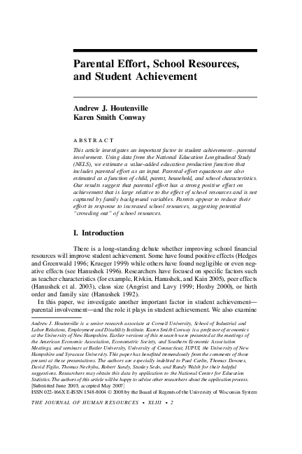 (PDF) Parental Effort, School Resources, and Student Achievement