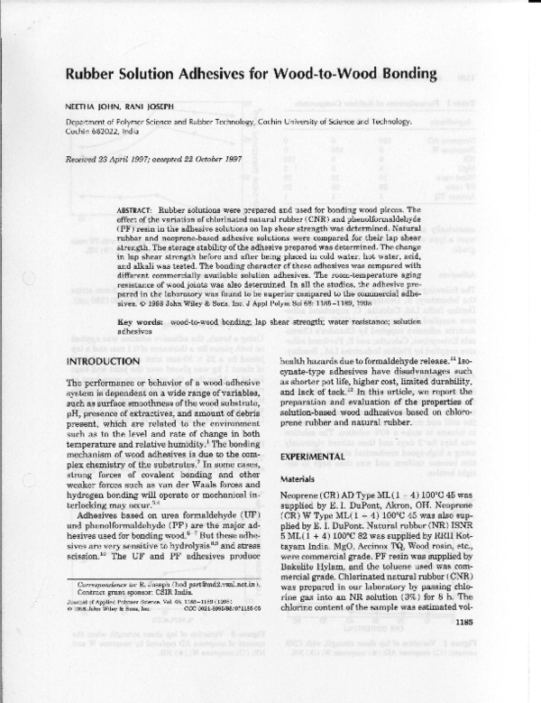 (PDF) Rubber solution adhesives for wood-to-wood bonding
