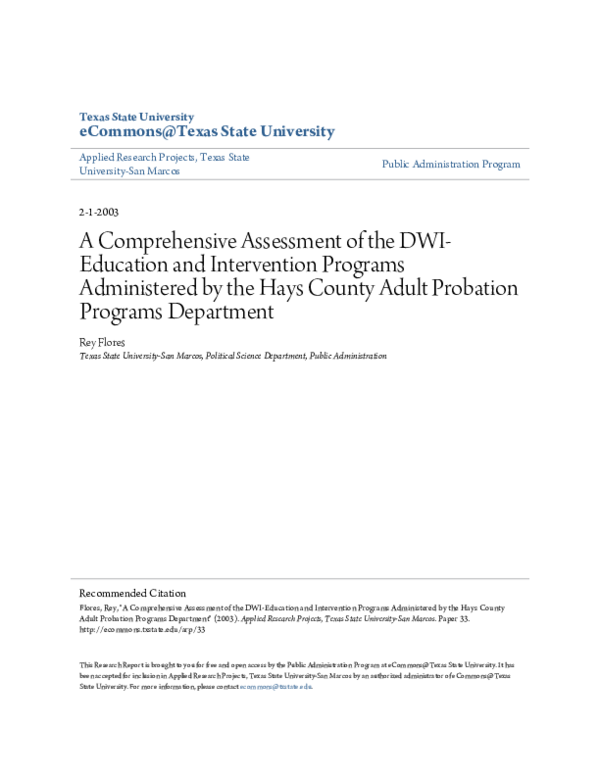 (PDF) A Comprehensive Assessment of the DWI-Education and Intervention ...