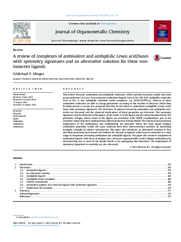 (PDF) A review of complexes of ambivalent and ambiphilic Lewis acid ...