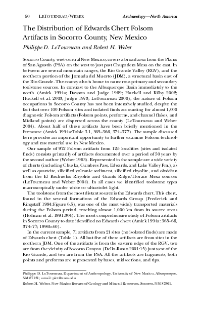 (PDF) The Distribution of Edwards Chert Folsom Artifacts in Socorro ...