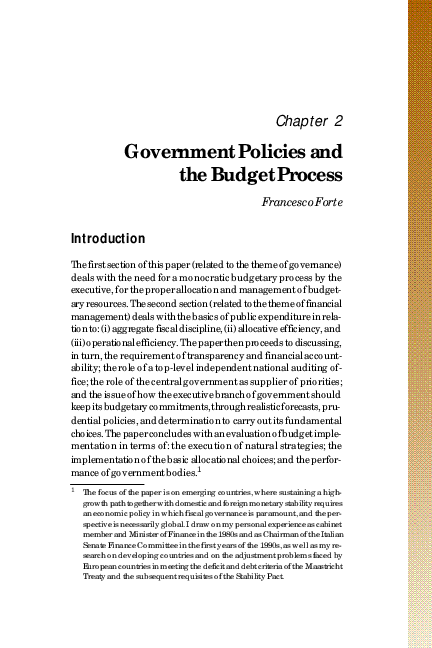 (PDF) Government Policies and the Budget Process