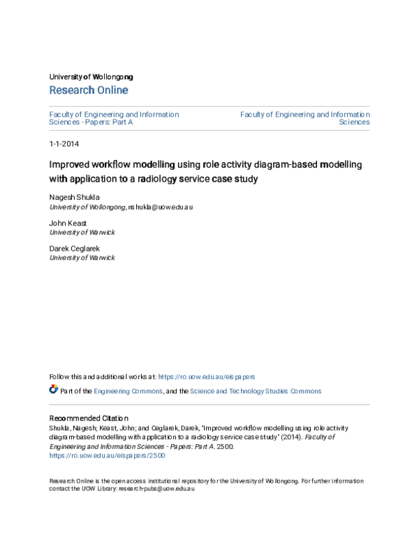 (PDF) Improved workflow modelling using role activity diagram-based modelling with application ...