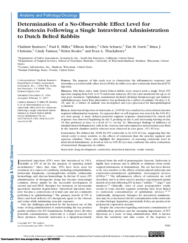 (PDF) Determination of a No-Observable Effect Level for Endotoxin ...