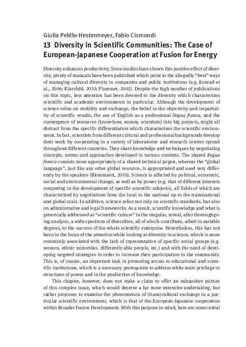 (PDF) 13 Diversity in Scientific Communities: The Case of European ...