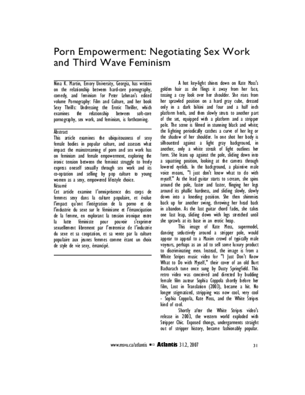 (PDF) Porn Empowerment: Negotiating Sex Work and Third Wave Feminism